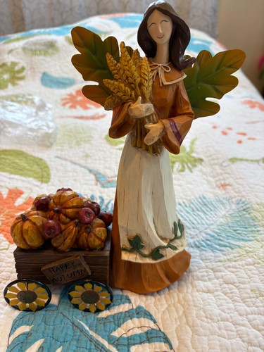 Autumn Angel With Cart Figurine, Happy Autumn, 10”! | eBay