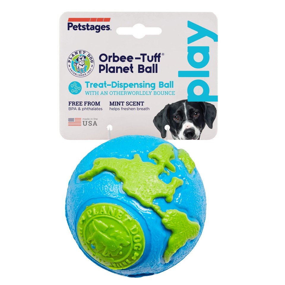 Outward Hound by Planet Dog Orbee-Tuff Planet Ball Blue/Green Treat ...