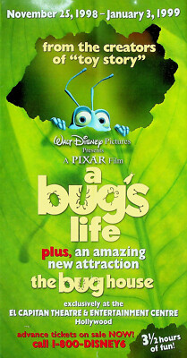PIXAR Films "a bug's life" & "the bug house" Brochure (1998) - Pre ...
