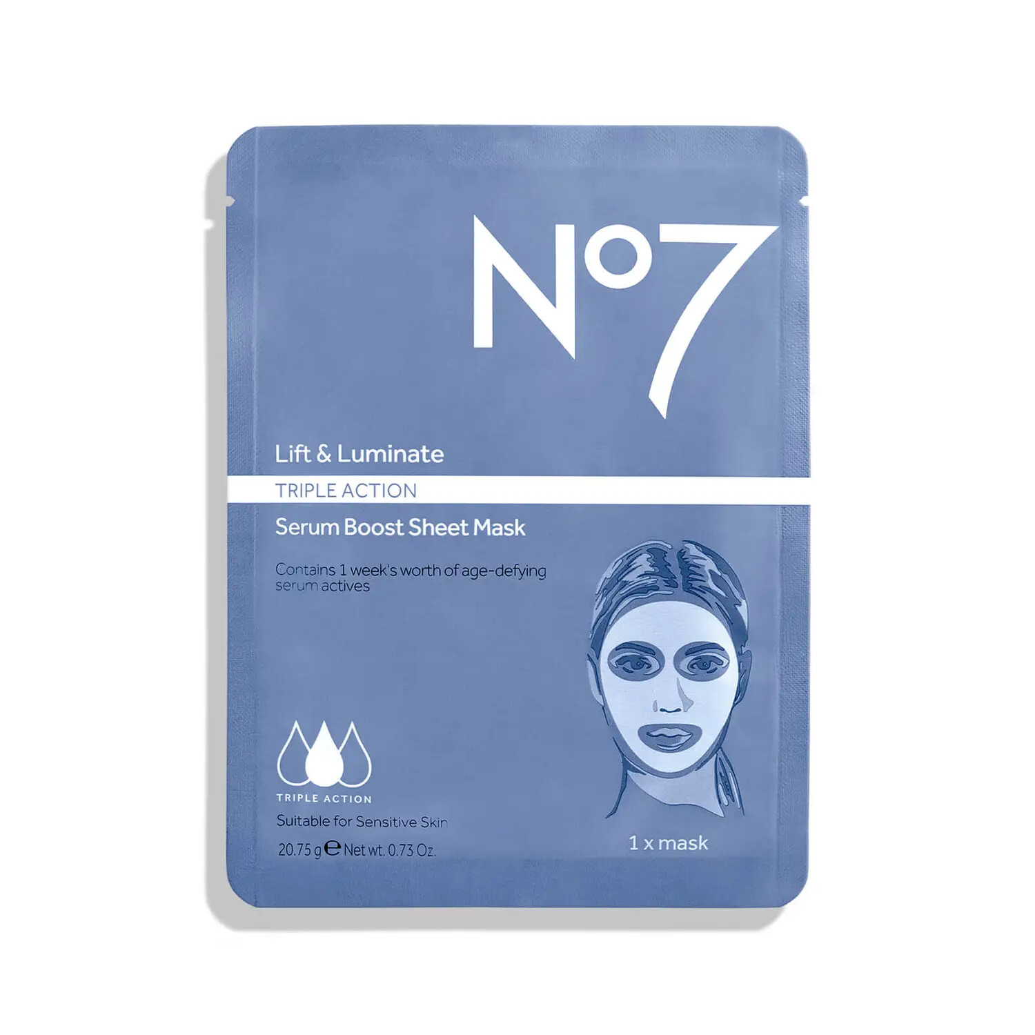 No7 Lift & Luminate Triple Action Serum Boost Face Mask Sheet .73oz | eBay