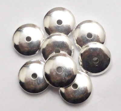 85 Pcs 8X4mm Saucer Bead Sterling Silver Plated Button bead vu-83 | eBay