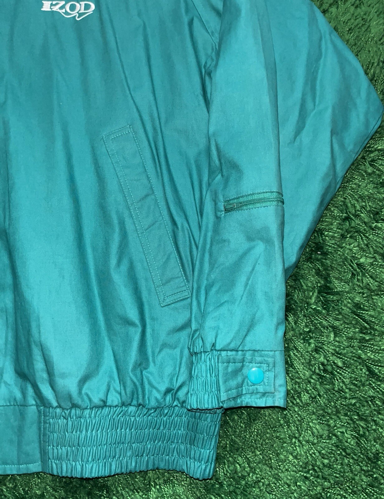 Vintage IZOD Club Full Zip Ocean Green Jacket Men Size Large Made In ...
