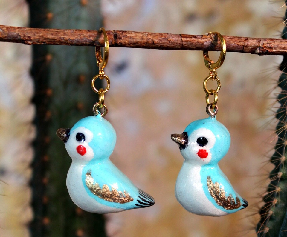 Baby Love Bird Blue Bird Happiness Handmade Polymer Clay Oaxaca Mexican ...