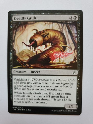 MTG Magic The Gathering Card Deadly Grub Creature Insect Black Time ...