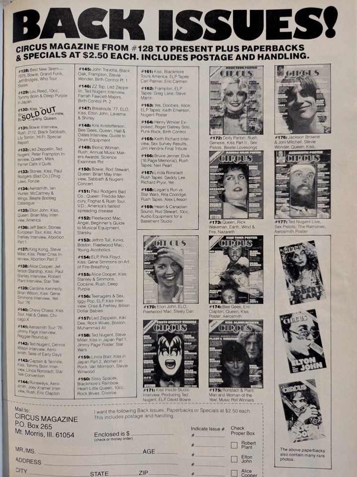 Circus Magazine May 1978 Heavy Metal, Outlaws, Rush, KISS, Queen, Led ...