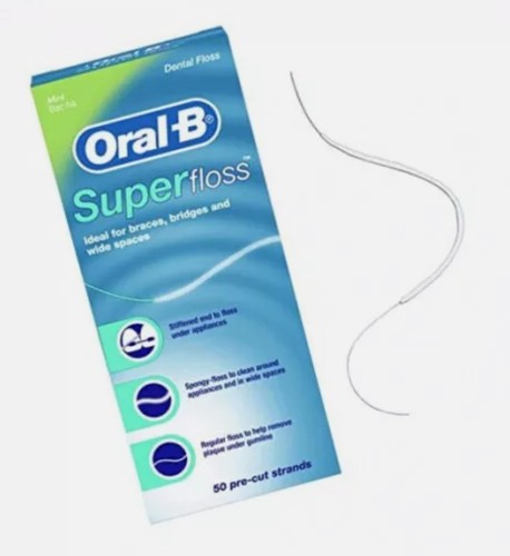Oral-B Super Floss Pre-Cut Strands Dental Floss, Mint, 50 Count Pack of ...