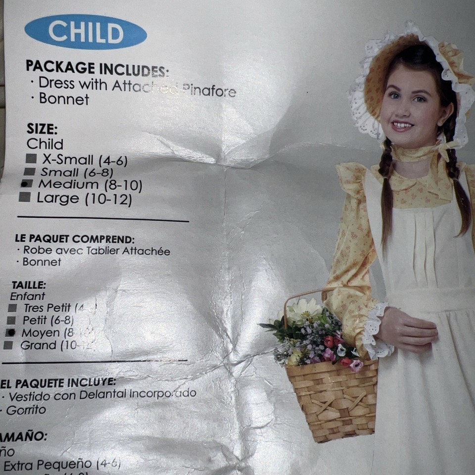 Prairie Girl Pioneer Frontier Colonial Child Costume Size M (8-10) | eBay