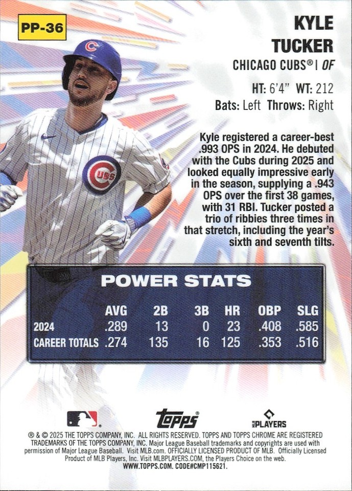Kyle Tucker 2025 Topps Chrome Update Power Players #PP-36 Chicago Cubs ...