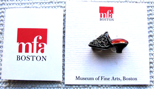 MFA Museum Of Fine Arts STERLING Shoe Pin Red Enamel With Marcasite ...