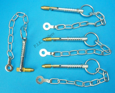 4 x Spring Loaded Sword Retaining Cotter Pins & Chain 10mm x 63mm ...