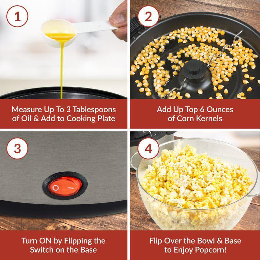 Nostalgia Stirring Popcorn Machine 6 oz. Stainless Steel Serving Bowl ...