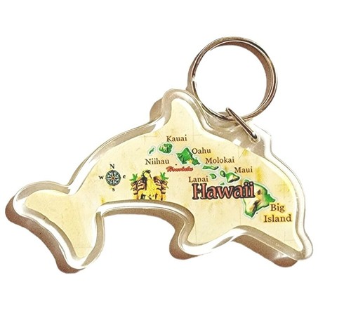 Hawaii Dolphin Keychain Plastic Hawaiian Islands Souvenir Keyring Gift ...