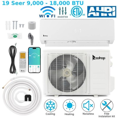 ZOKOP 9,000 - 24,000 BTU Ductless Mini Split Air Conditioner Inverter ...