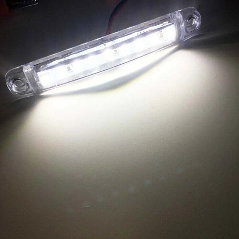 10PCS White LED Side Marker Indicator Light Strip Truck Trailer ...