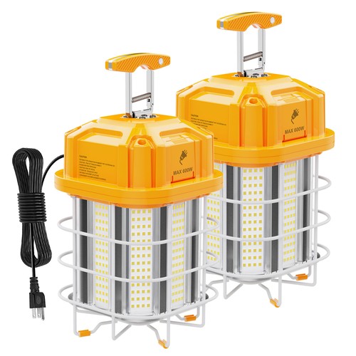 2X 100W LED Temporary Work Light 14500LM Linkable Construction Jobsite ...