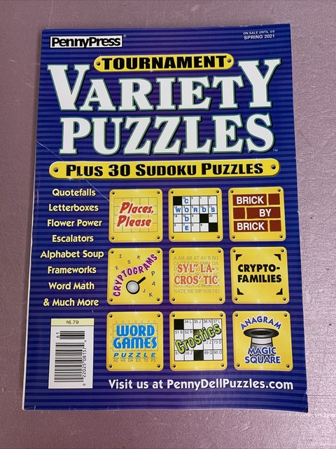 Penny Press Tournament Dell Variety Puzzles Plus 20 SYLLACROSTICS ...