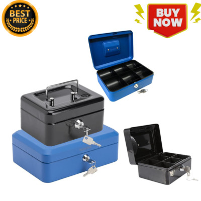 MONEY Bank CASH Deposit BOX Steel Security Safe Key Lockable Metal 6/8 ...
