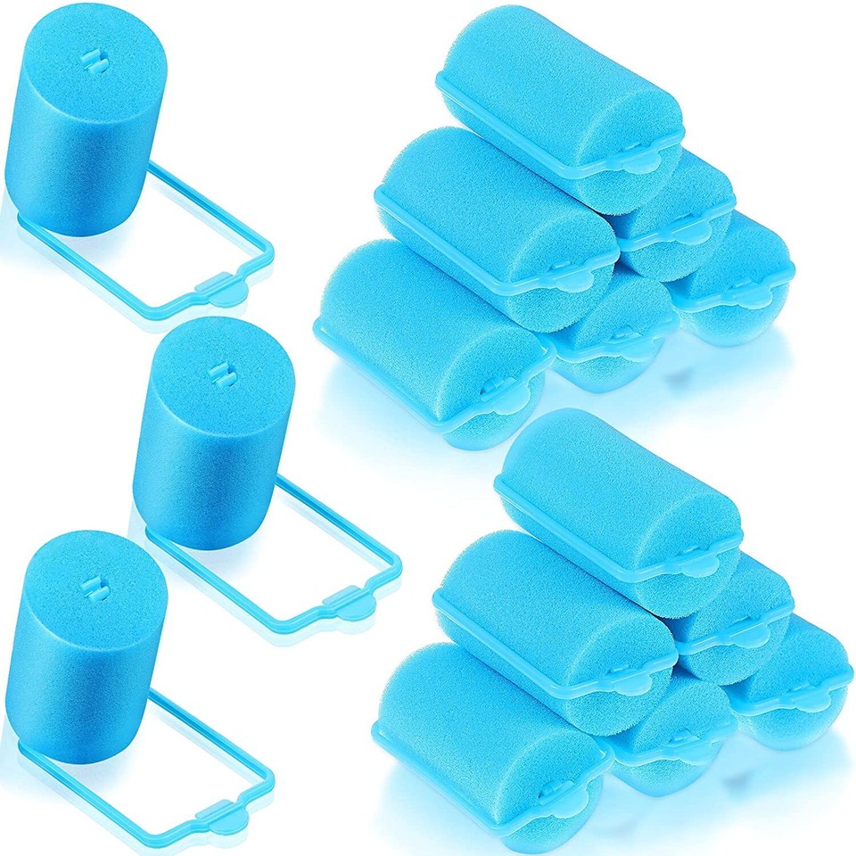 12x Lazy Sponge Hair Rollers Set Hairdressing Curlers Bouncy Wave Cling ...