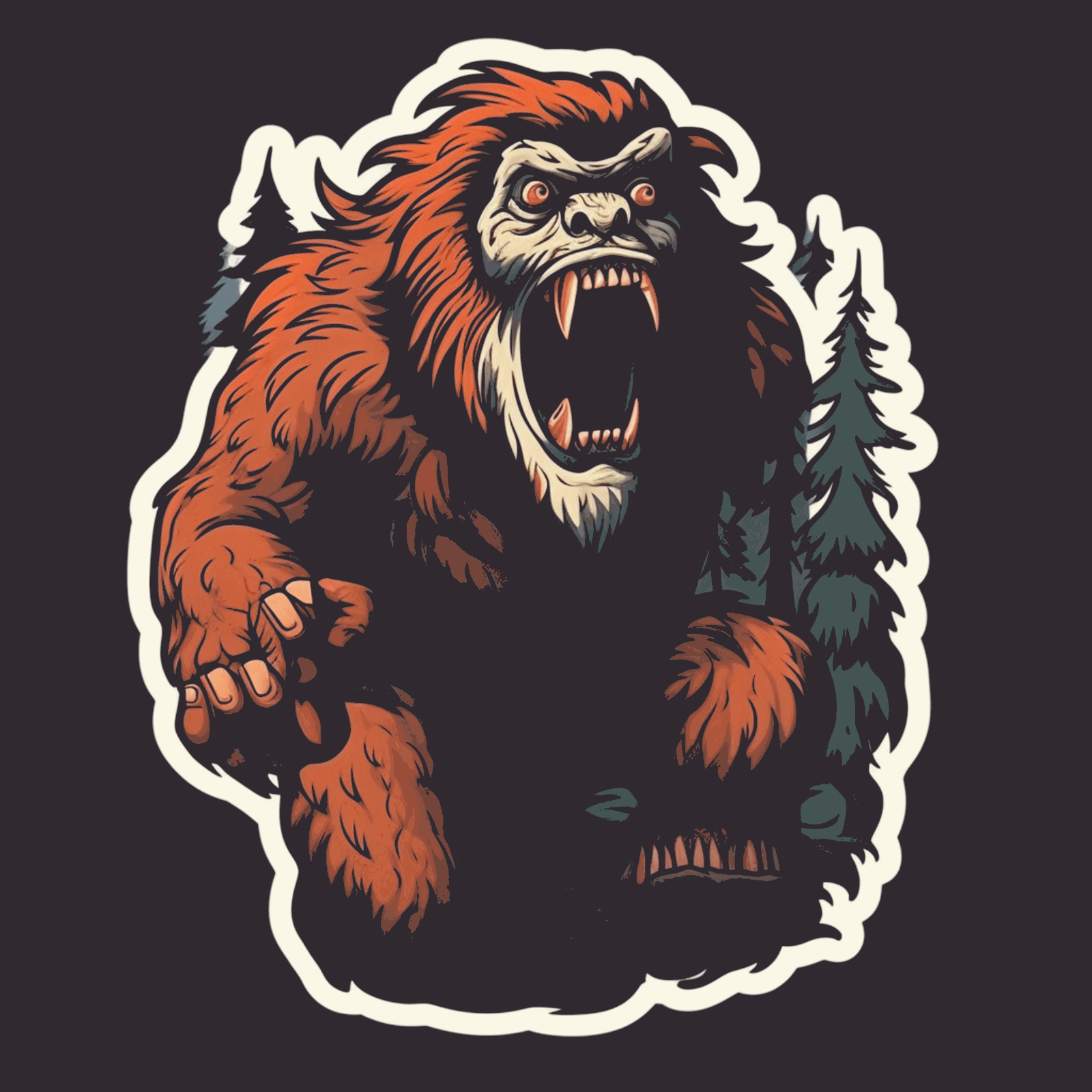 Bigfoot Roaring Sticker, Cryptid Sticker Decal, Decal for Car Truck ...