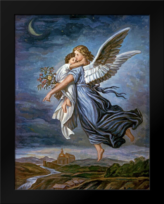Famous Guardian Angel Paintings Guardian Angel 18 Inch Rustic Frame