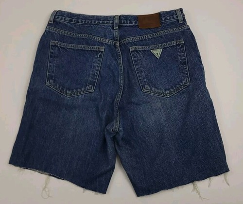 Vintage 90s Guess Denim Jean Cut Off Shorts Vtg USA 33 Waist Triangle ...