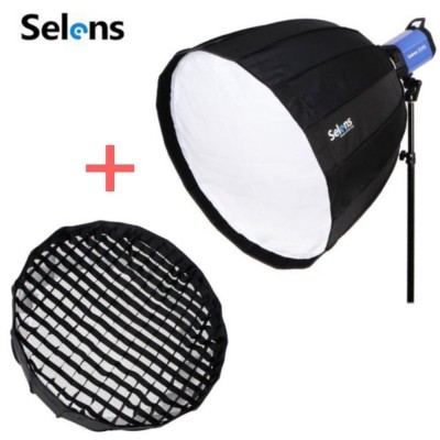 Selens 16-Rib Deep Parabolic Umbrella Softbox 120cm Bowens Grid Mount ...