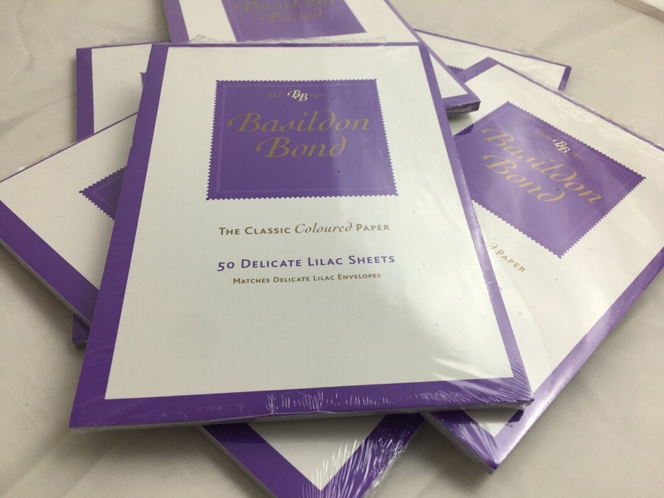 Basildon Bond A5 148 x 210 mm Writing Pad Set 50 Sheets Delicate Lilac ...