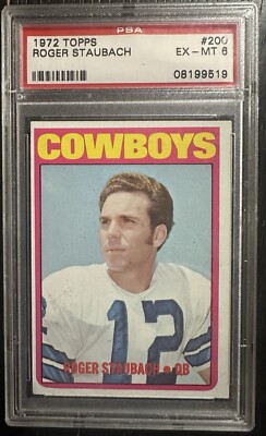 1972 Topps #200 Roger Staubach ROOKIE RC PSA 6 Graded Football Card NFL ...