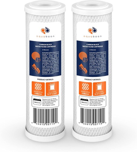 Carbon Block Water Filter Cartridge 10 x 25 5 Micron 2 Pack | eBay