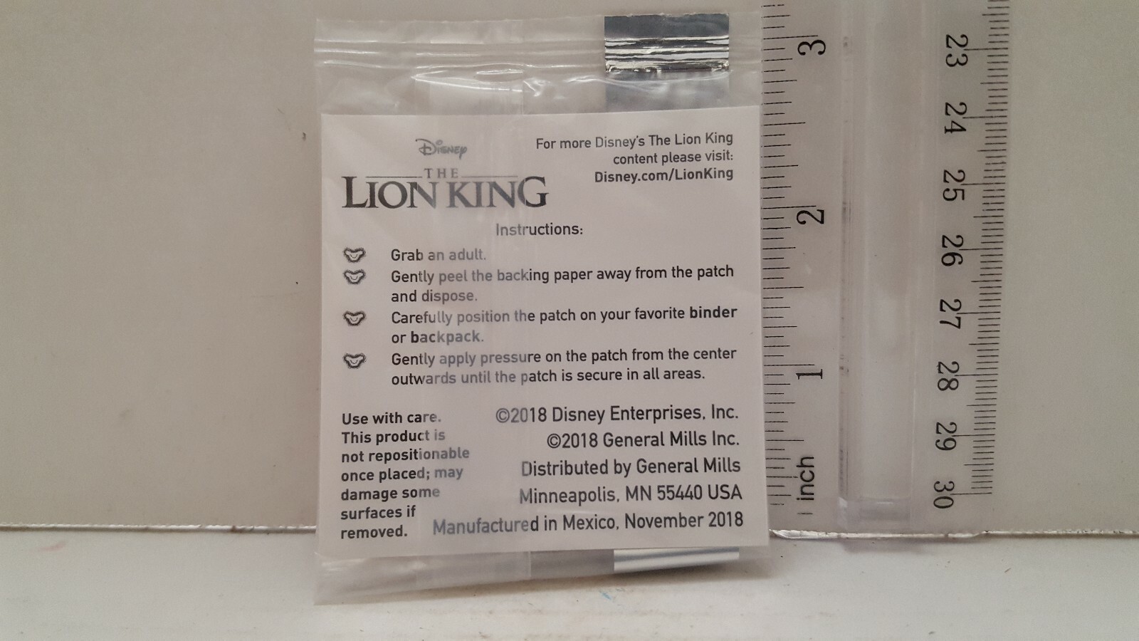 NEW General Mills Cheerios Cereal Disney LION KING Stick-on Patch Timon ...