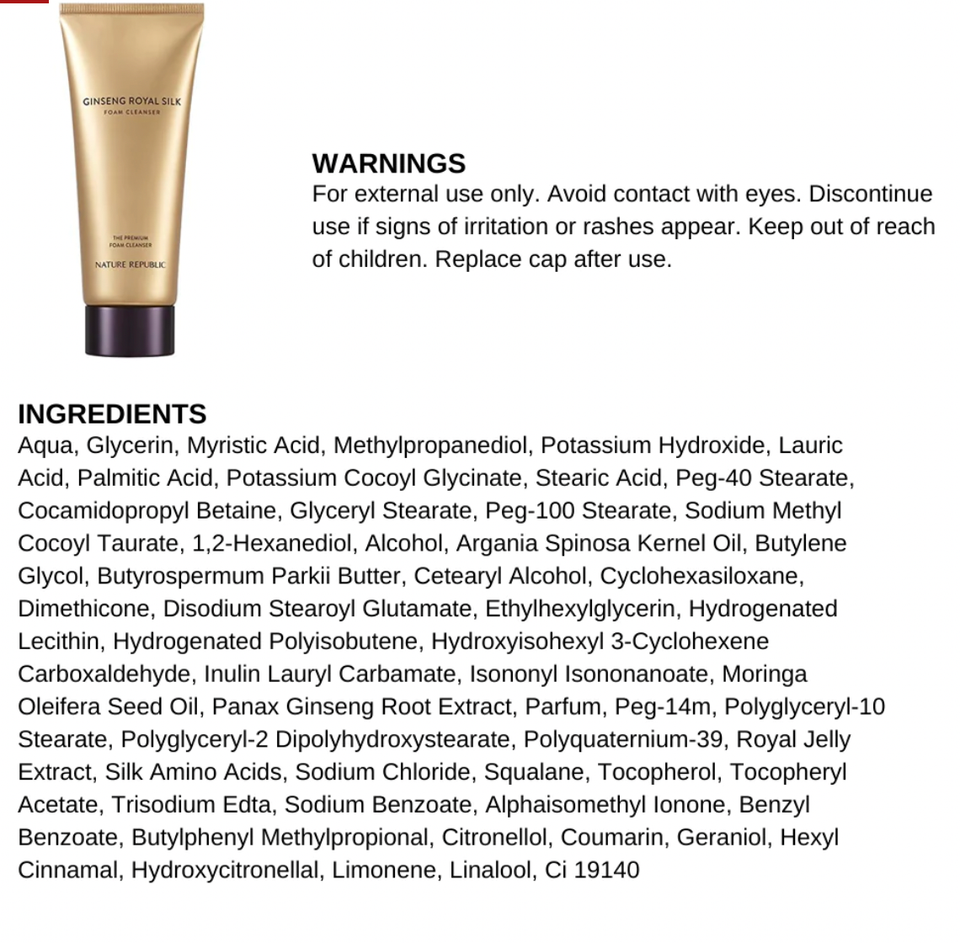 Nature Republic Ginseng Royal Silk Foam Cleanser 150ml - Korea Beauty ...