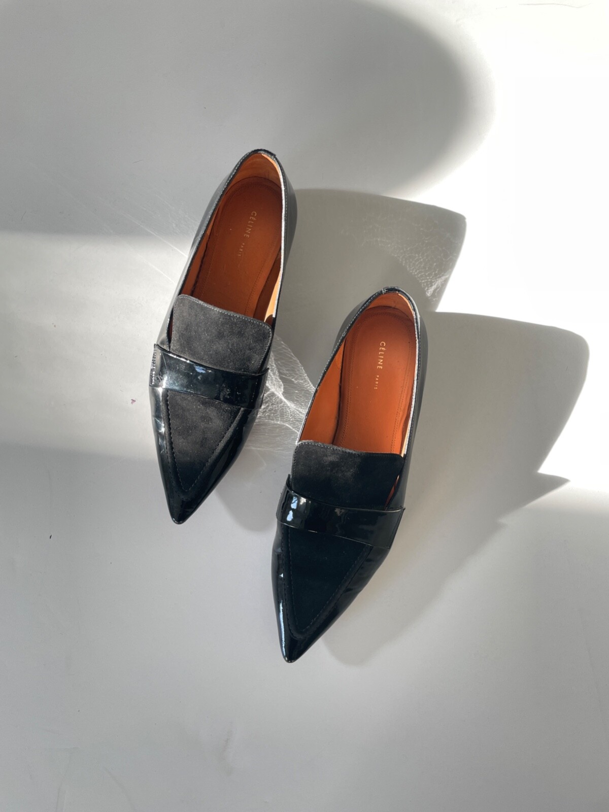 CELINE black pointy toe loafers 36 US 6 flats patent … - Gem