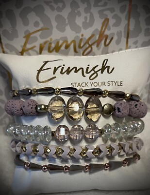 Brand NEW! ERIMISH BRACELETS - 5 pc Stack - Dusty Purple | eBay