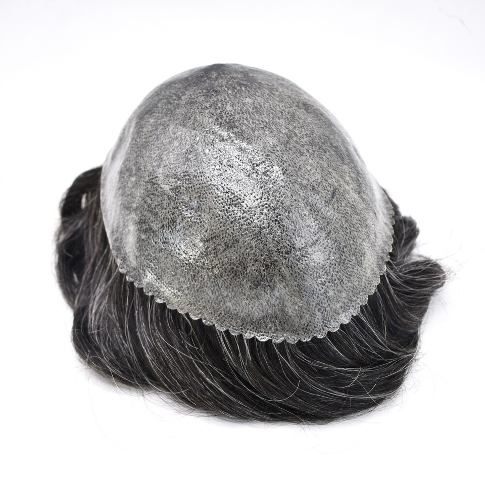 Mens Toupee Human Hair Replacement Full Poly Skin Injected PU System ...