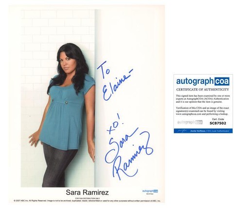 Sara Ramirez "Grey's Anatomy" AUTOGRAPH Signed 8x10 Photo 'To Elaine ...