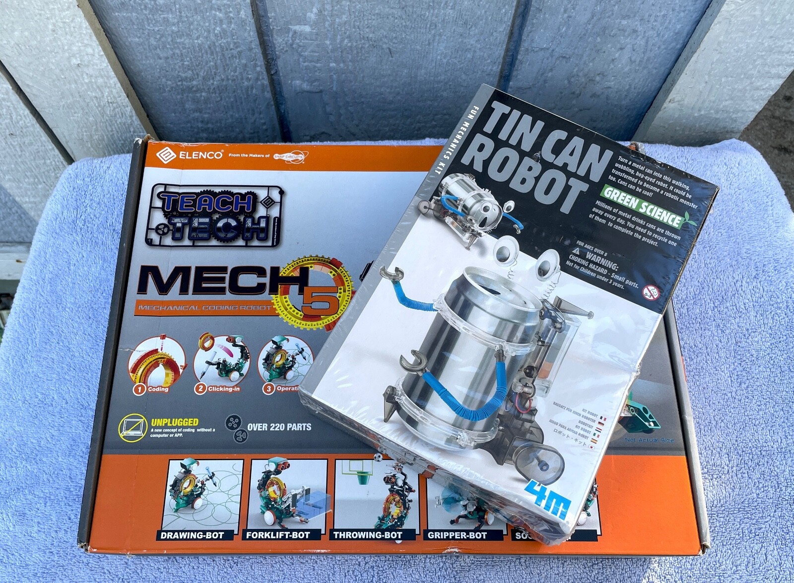 TEACH TECH MACH 5 CODING ROBOT Kit +Tin Can Robot Green Science STEM ...