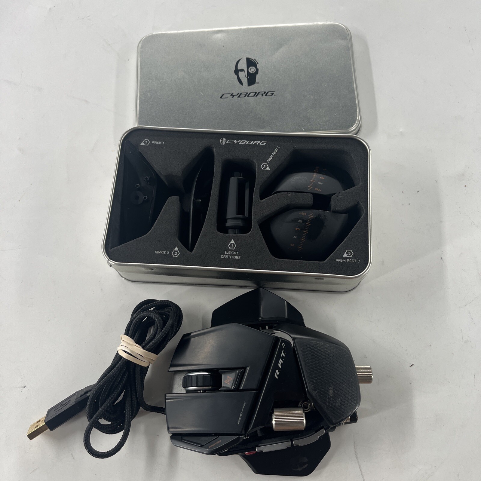 Cyborg RAT R.A.T. RAT 7 Ergonomic Gaming Mouse Adjustable PC Mac w ...