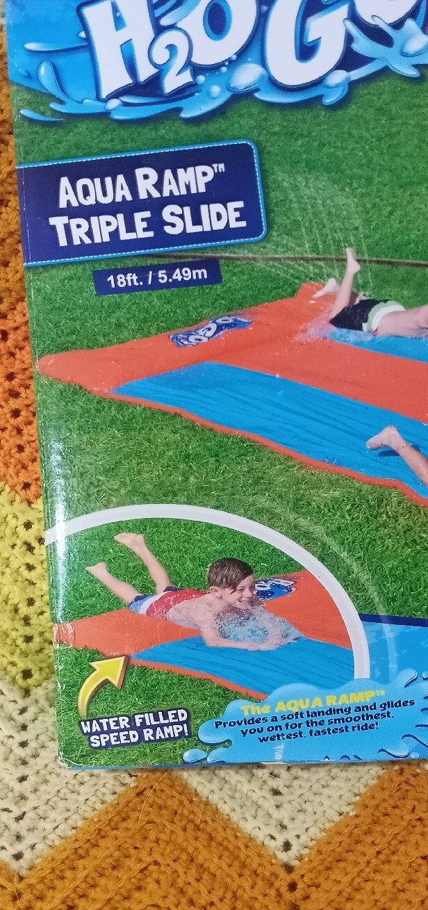 H20 Go Triple Slip N Slide Aqua Ramp Drench Pool 18 Feet New In Box ...