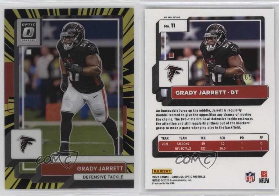2022 Panini Donruss Optic Electricity Prizm /65 Grady Jarrett #11 | eBay