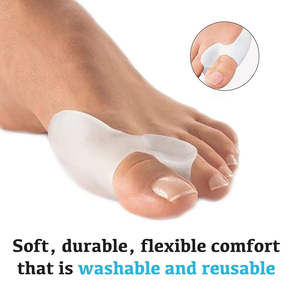 2 Gel Silicone Bunion Toe Corrector Straightener Protector Splint Pads ...