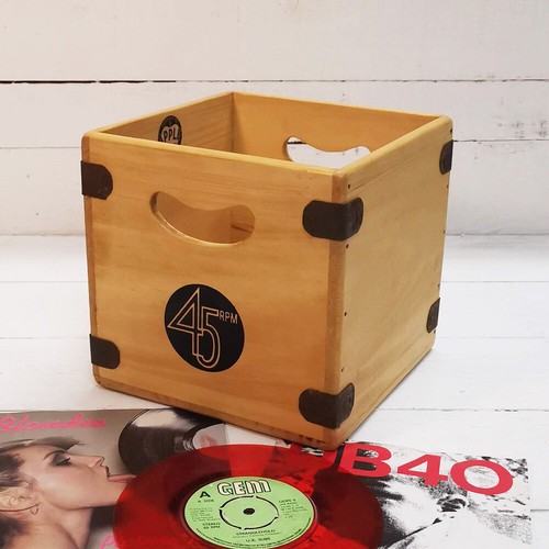 45 RPM Record Box 7" Singles Handcrafted Wooden Vinyl Crate Antique ...