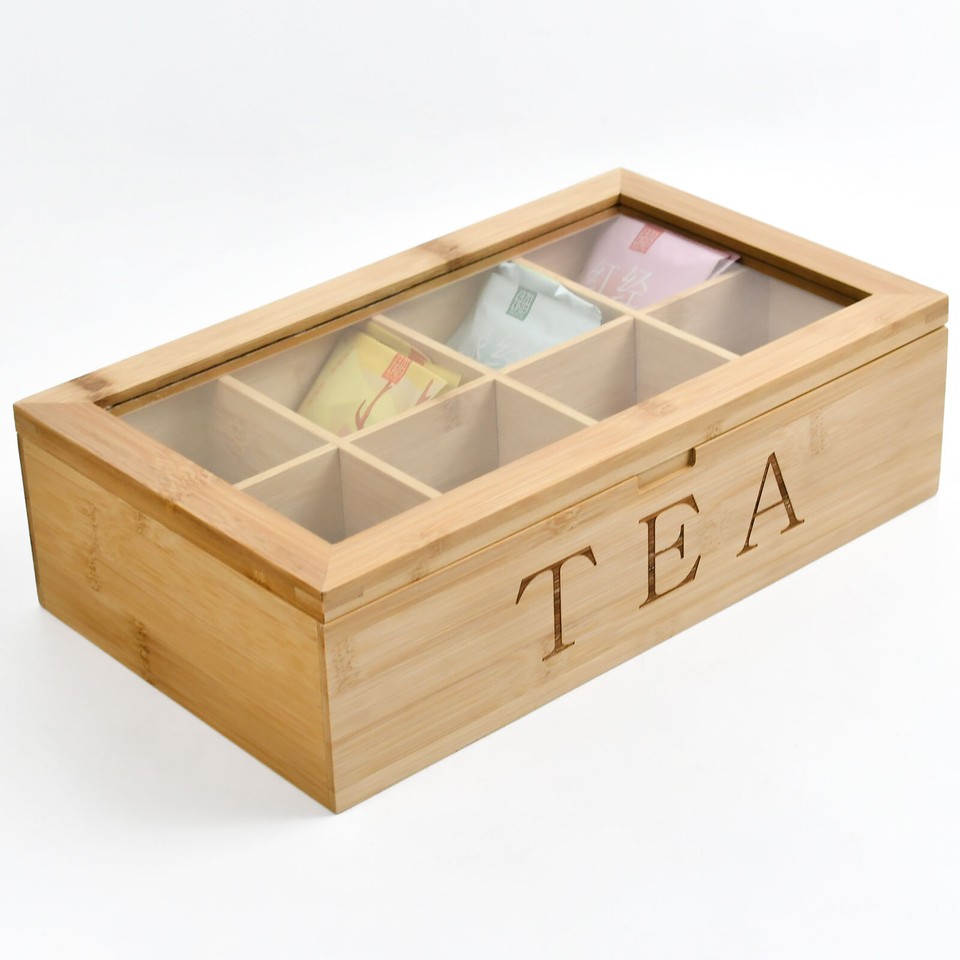 Wood Tea Bag Organisers Tea / Coffee Storage Case Boxes Acrylic Lids | eBay