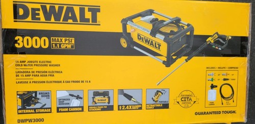DeWalt DWPW3000 15 Amp 1.1 GPM 3000 PSI Cold Water Jobsite Pressure ...