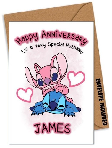 Personalised Lilo & Stitch Anniversary Card Wife Husband Girlfriend ...