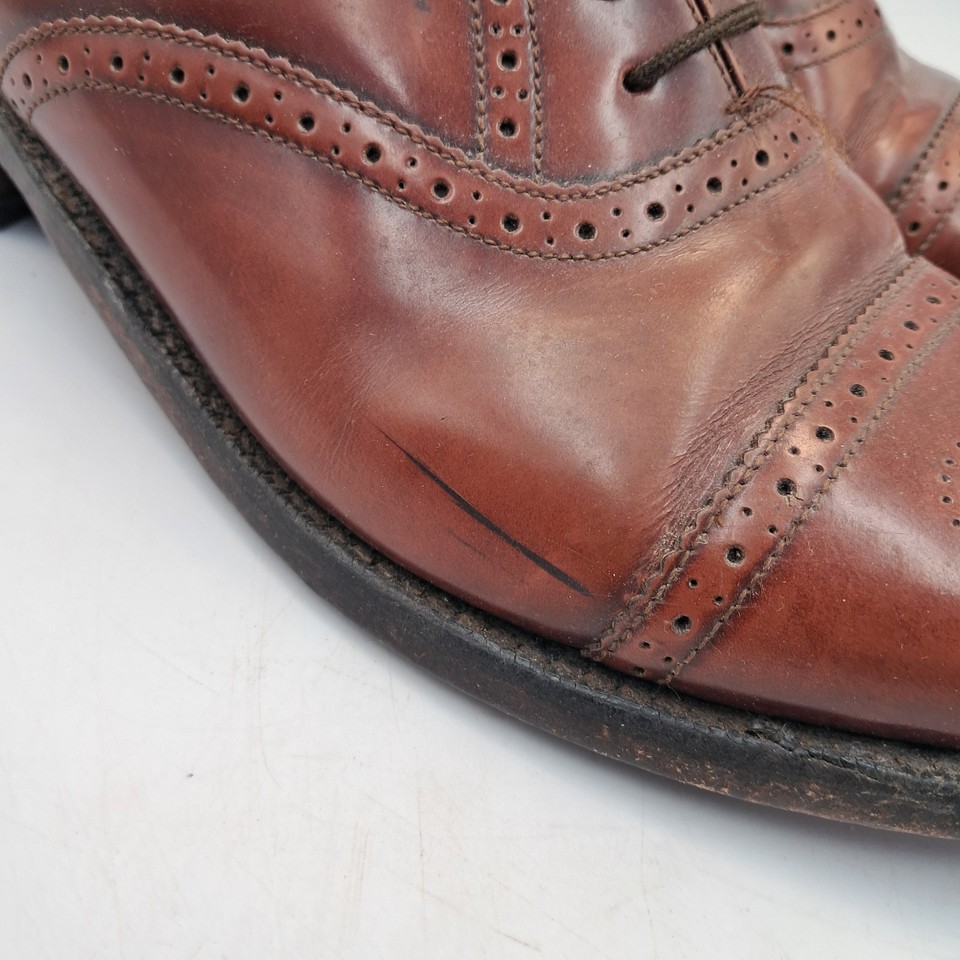 Barker Shoes Mens 7.5 Alfred Brown Leather Semi Brogues Oxford Smart ...