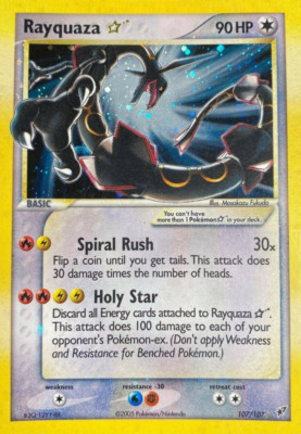 POKEMON EX DEOXYS GOLD STAR HOLO RAYQUAZA #107 CARD 2005 Magnet @ 3"x5 ...