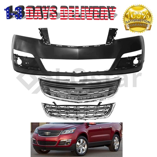 Front Bumper Cover with Upper & Lower Grille For 2013-2017 Chevrolet ...