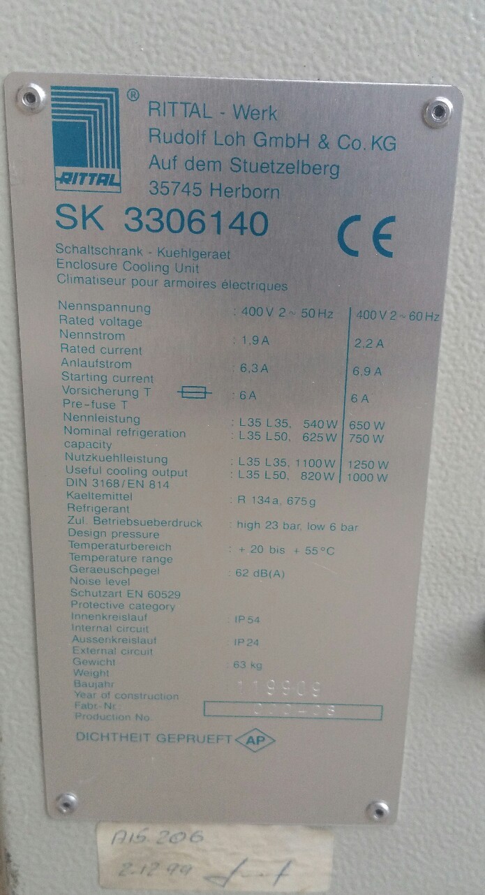 RITTAL ENCLOSURE COOLING UNIT SK 3306140 | eBay