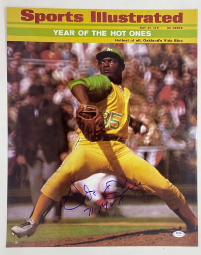 Vida Blue Signed Sports Illustrated Cover 16x20 Photo 71 MVP Insc PSA ...