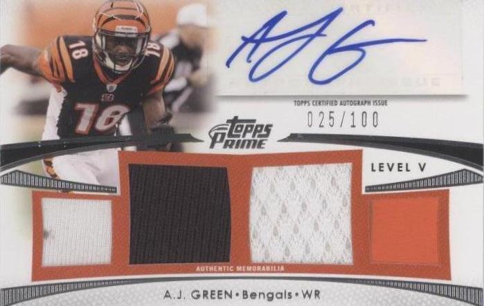 2012 Topps Prime - Level V Autograph Relics A.J. Green #PV-AG /100 (AU ...